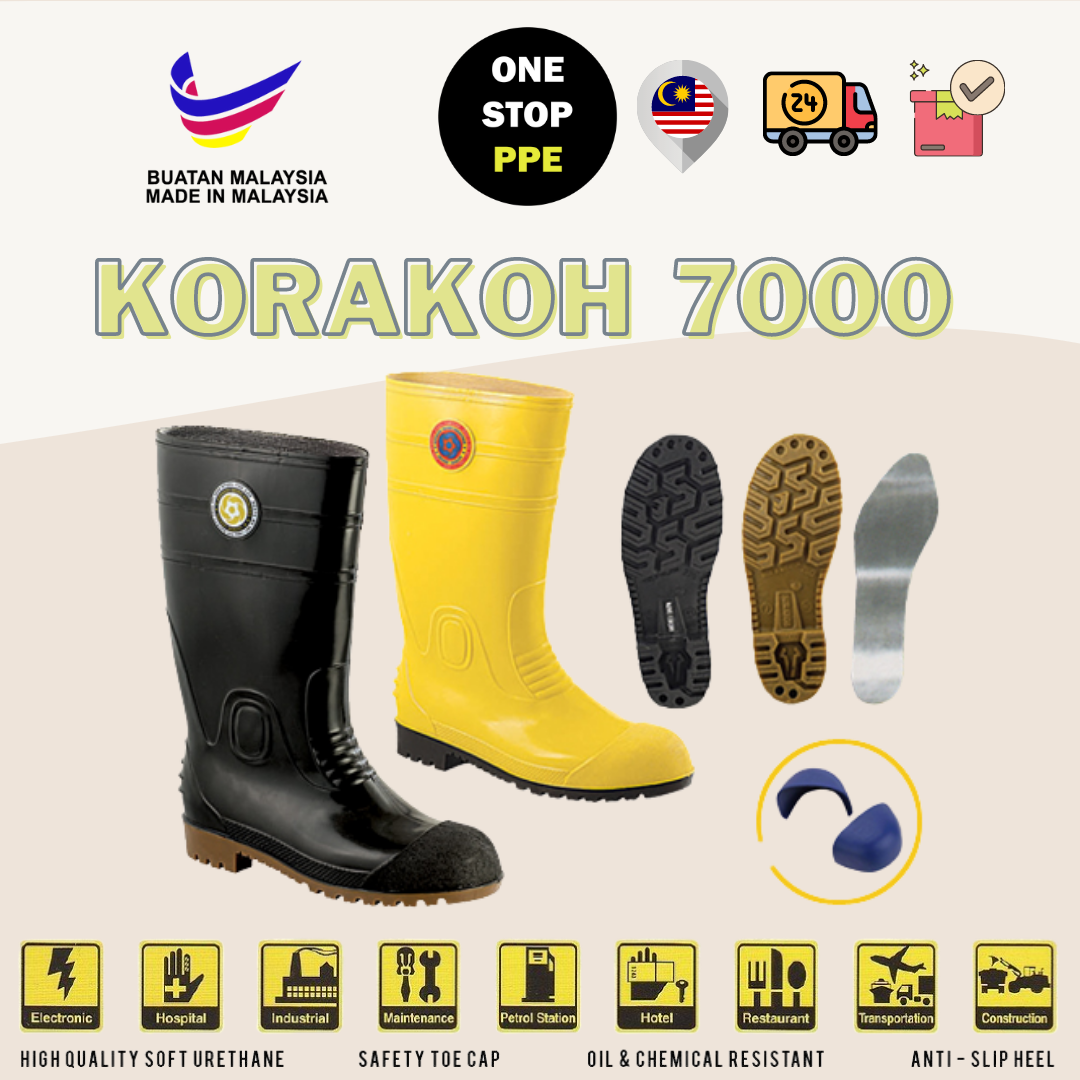 [OneStopPPE] PVC KORAKOH Safety Boots M7000 - Yellow | Lazada