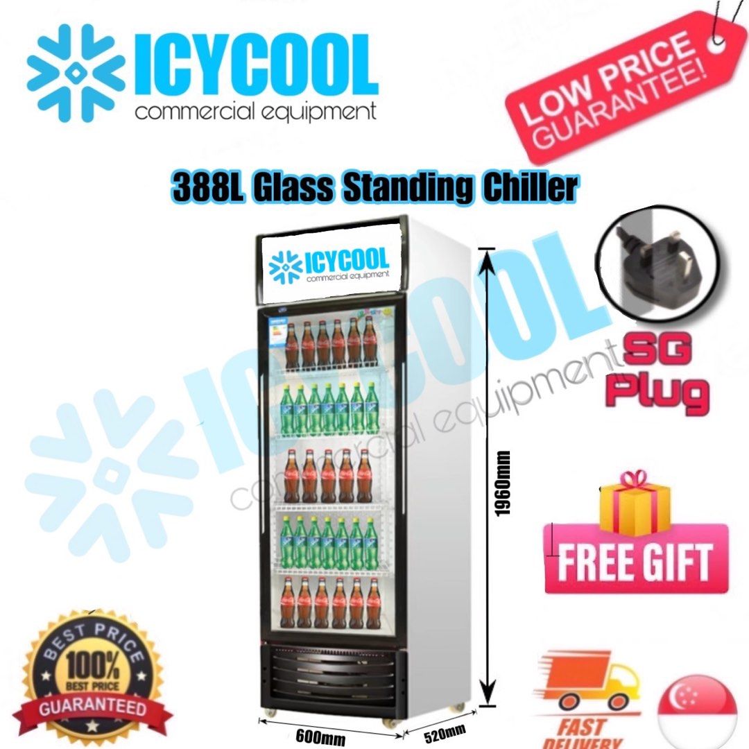 INSTOCK - ICYCOOL Display Chiller Glass Chiller Standing Chiller 388L ...