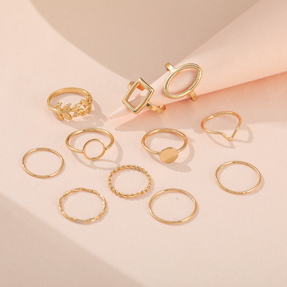 Enacolor 11Pcs/Set Simple Geometric Leaf Rings Set for Women Fashion ...