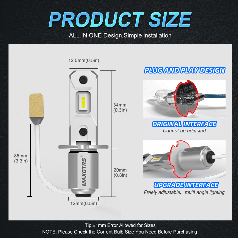 MAXGTRS 2pcs H3 Super Led Bulbs 80w Auto lights car led bulbs Car Light Source DC 12V-24V 6500K ...