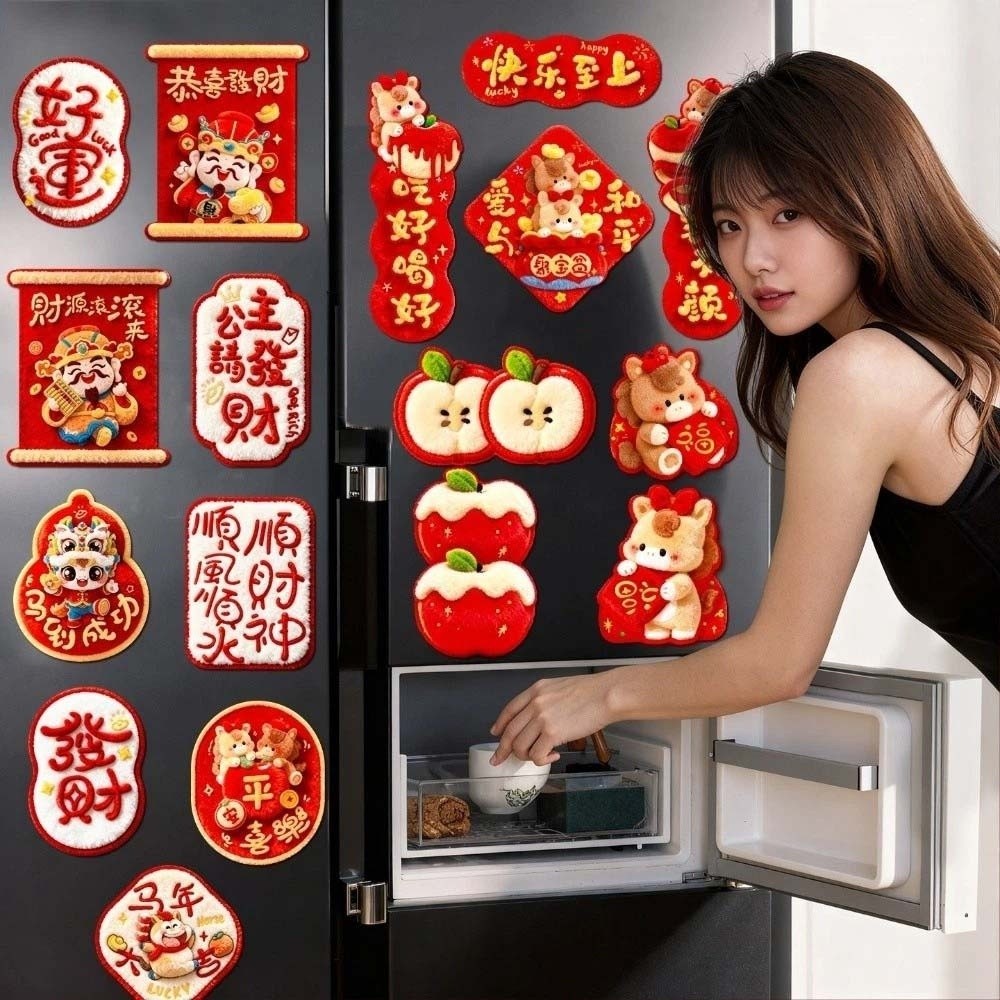 Cute Cartoon New Year Magnetic Sticker God of Wealth Reusable Zodiac ...