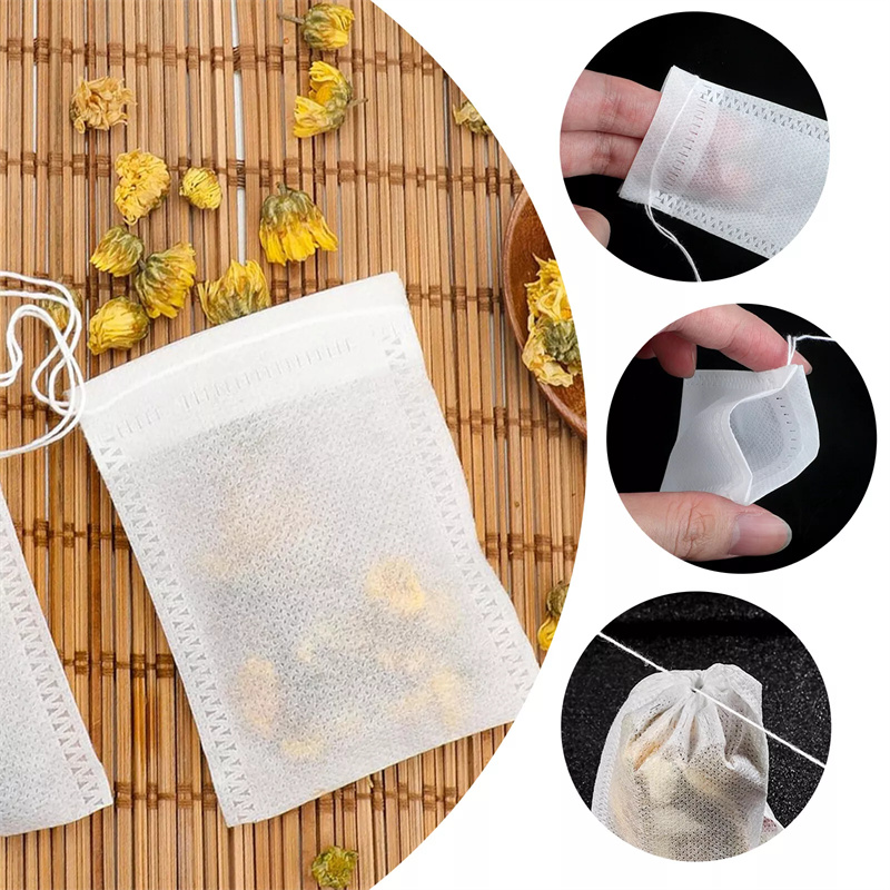 100PCS Non-woven Tea Bags Disposable Teabags With Drawstring Sealing ...
