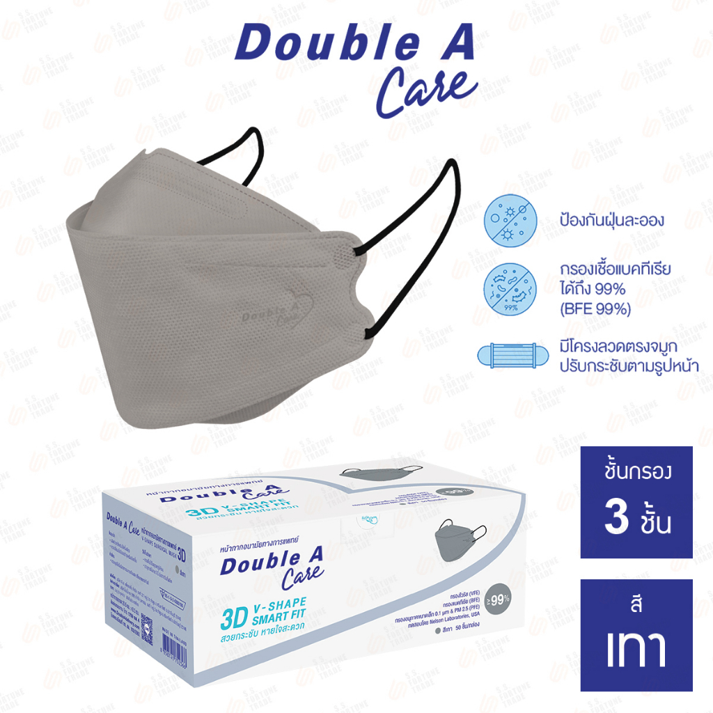 หน้ากากอนามัยทางการแพทย์ Double A Care รุ่น 3D V-SHAPE | Lazada.co.th