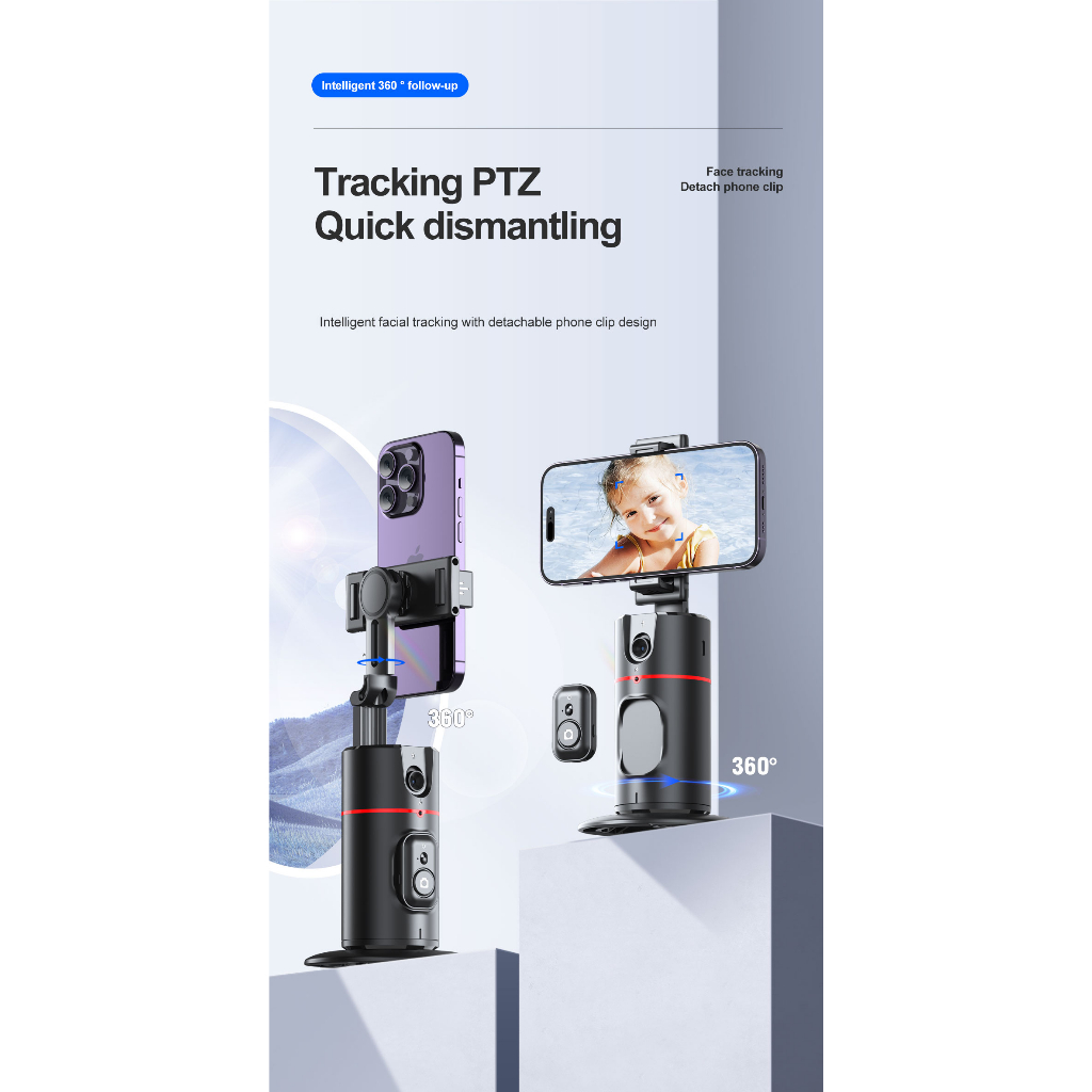 0TELESIN P02 AUTO FACE TRACKING ขาตั้งกล้อง AI ติดตามใบหน้า 360 องศา ...