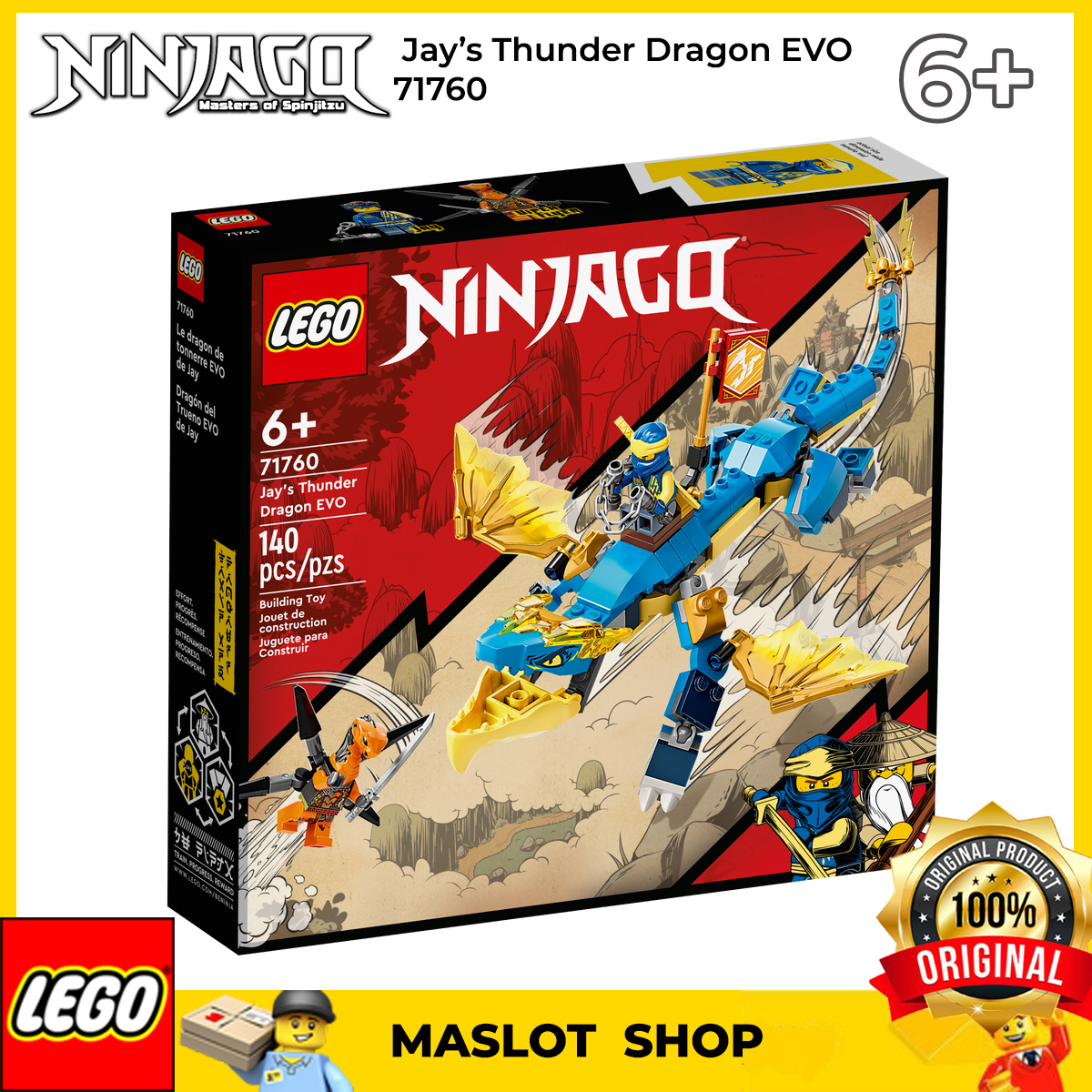 LEGO NINJAGO Jay’s Thunder Dragon EVO 71760 (140 pieces/0723) 6+ | Lazada