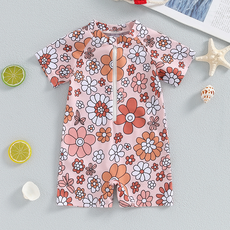 Thorn Tree Baby Girl Swimwear Summer Floral Print Short Sleeves ...