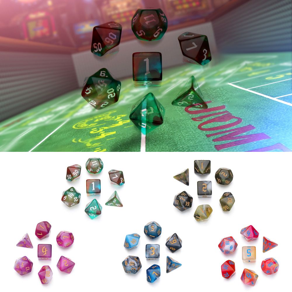 【Hottest Trends】7pcs/set D4 D6 D8 D10 D12 D20 Dichromatic Polyhedral ...