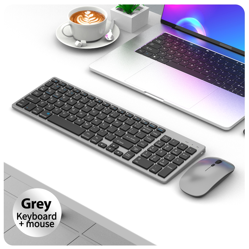 Goojodoq【new Product】 3 Mode Bluetooth Keyboard 102 Keys Wireless Keyboard Mouse Set For Macbook