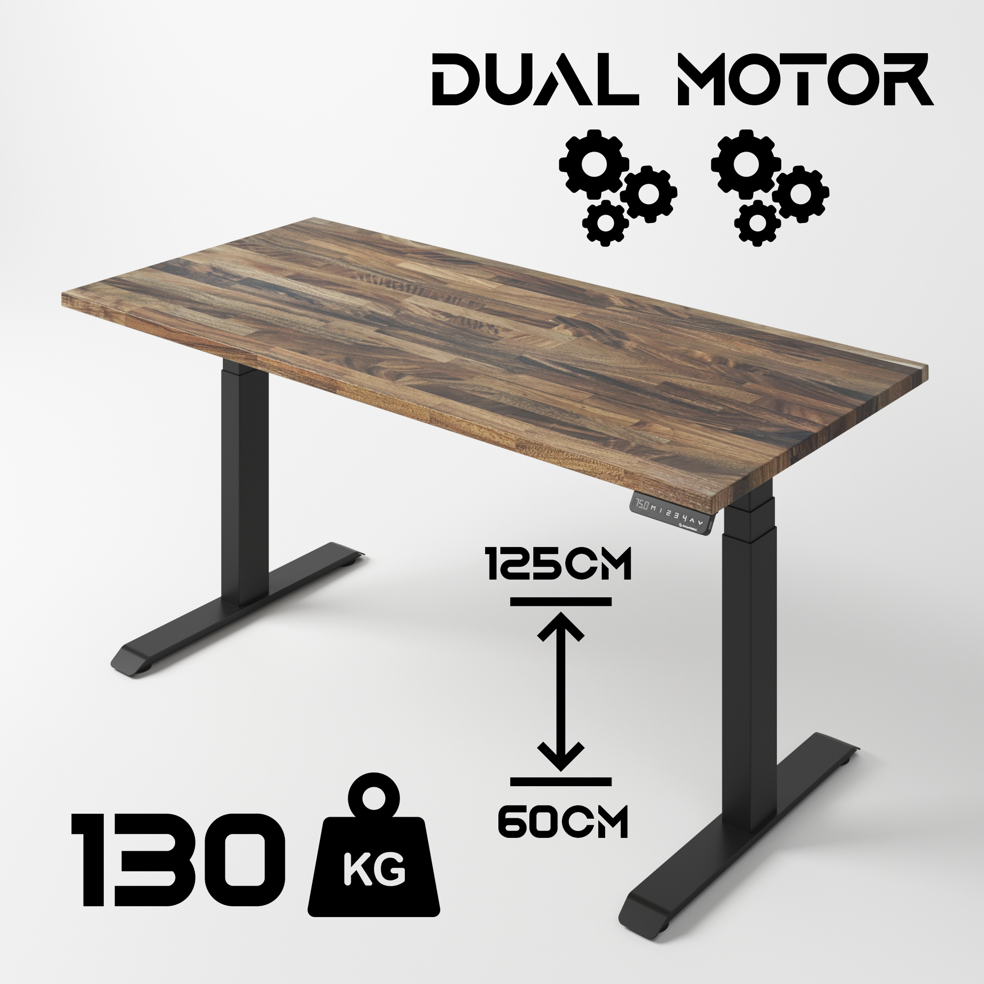 [DUAL MOTOR 3 STAGE CLASSIC DESK + WALNUT BUTCHER BLOCK TABLE ...