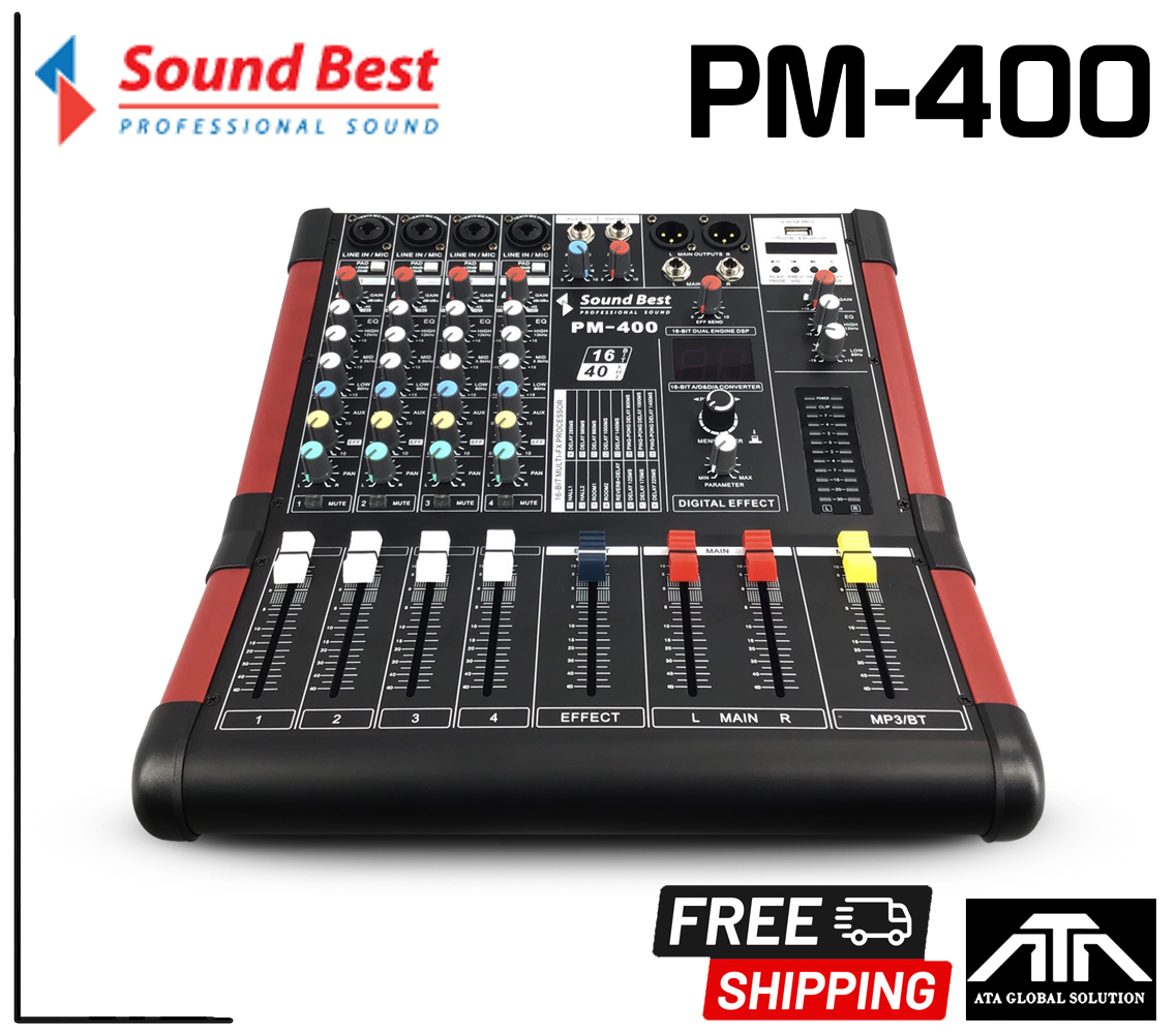 สินค้าขายดี เพาเวอร์มิกซ์ SoundBest PM 400 400W ซาวด์เบส 4 CH เอฟเฟคแท้ ...