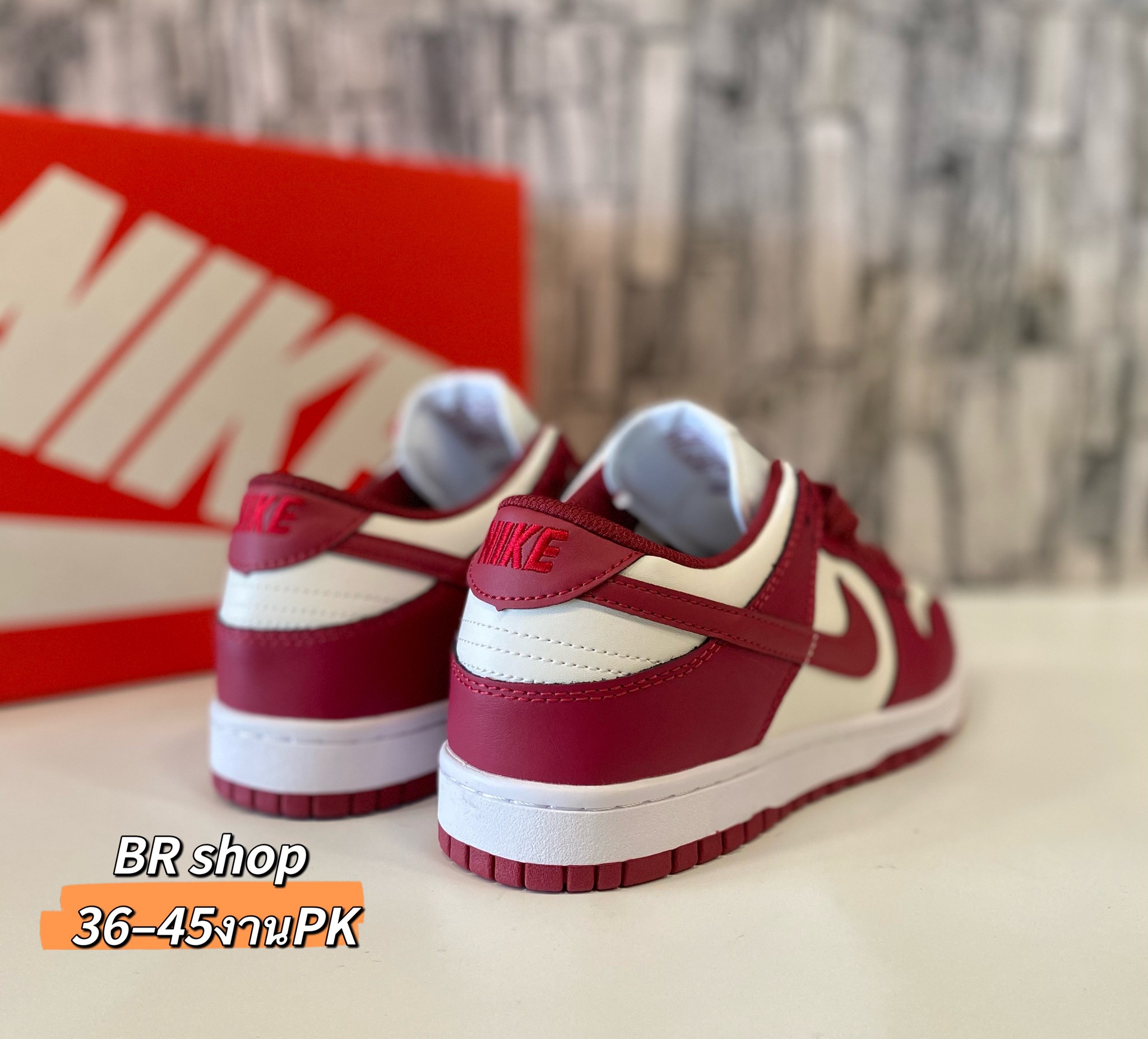 [ Captain.Shop ] รองเท้าผ้าใบ SIZE.36-45 *ขาวแดงเข้ม* รองเท้าผ้าใบ ...