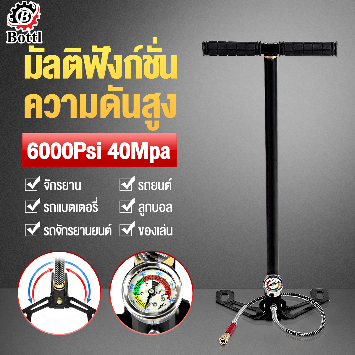 Baoka สูบลมแรงดันสูง แรงดันสูง สูบแรงดันสูงpcp 6000psi 40mpa พับได้ แรงดันสูง PCP 3 Stage ปั๊ม ...