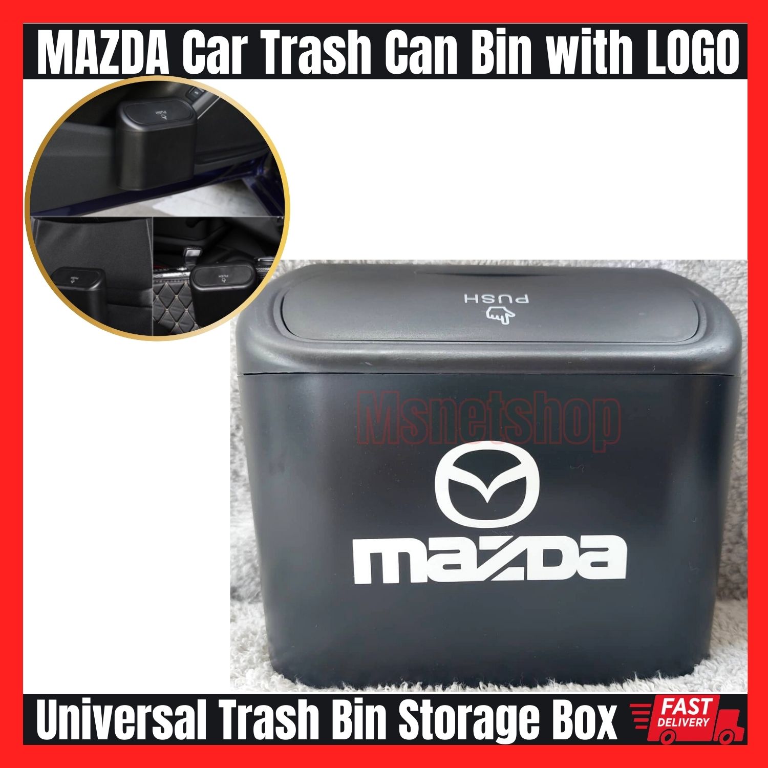 Car Trash Can MAZDA Bin with Lid Small Leak proof Car Garbage Can Mini ...