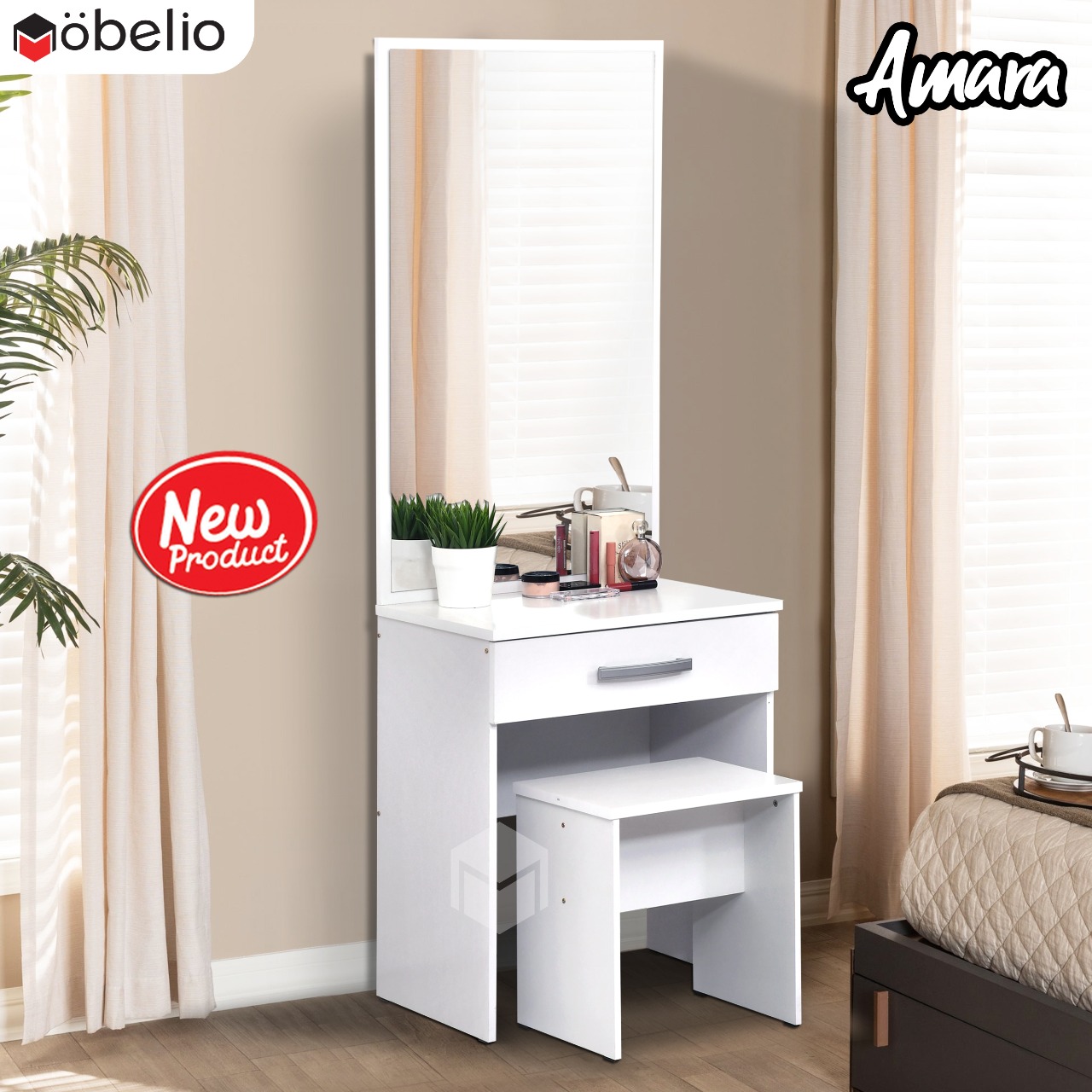Amara Meja Rias Minimalis Kaca Besar | Lazada Indonesia