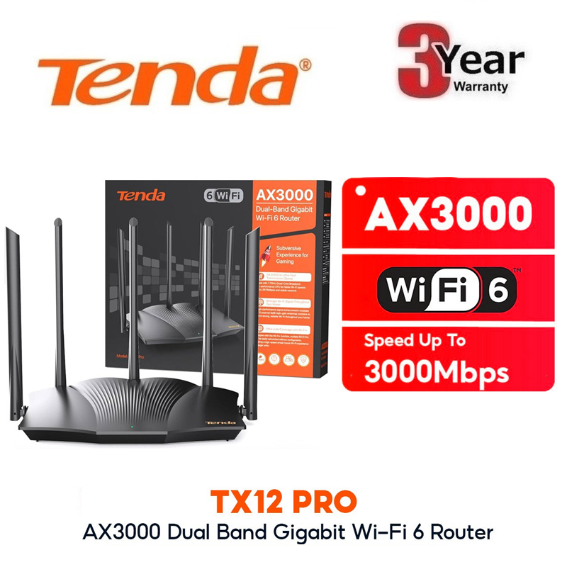 TENDA TX12 PRO AX3000 DUAL BAND GIGABIT WI FI ROUTER | Lazada