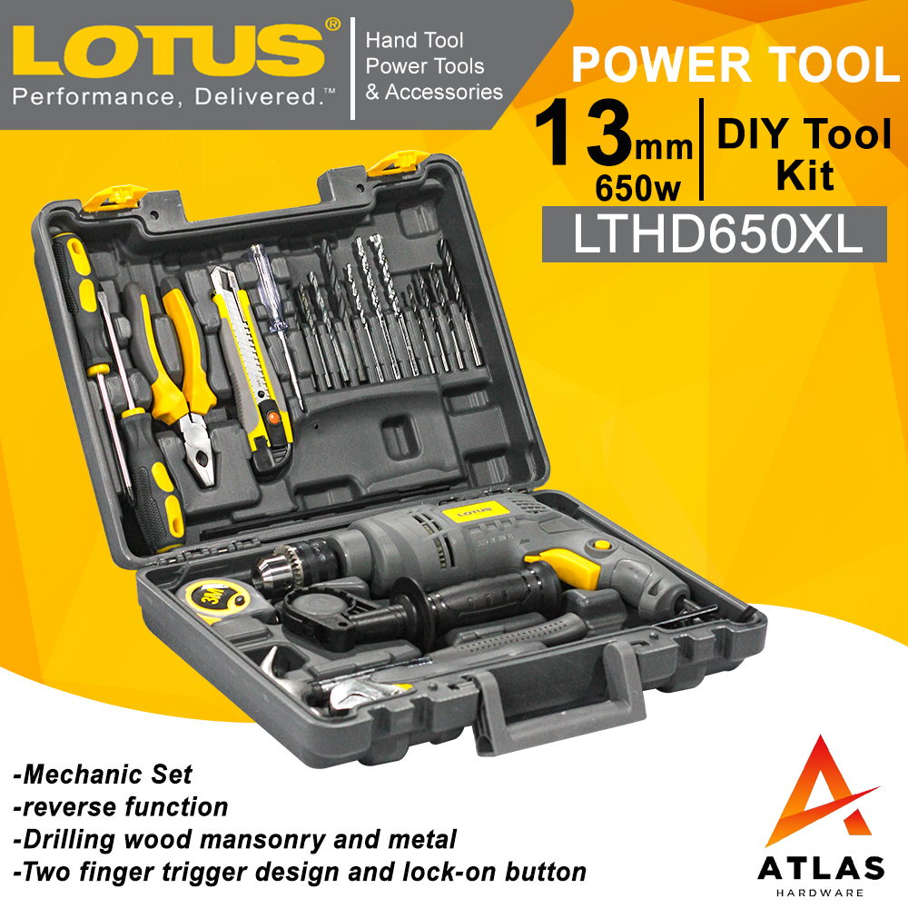 Lotus DIY TOOLKIT Impact Hammer Drill Tools Set 650W LTHD650XL | Lazada PH
