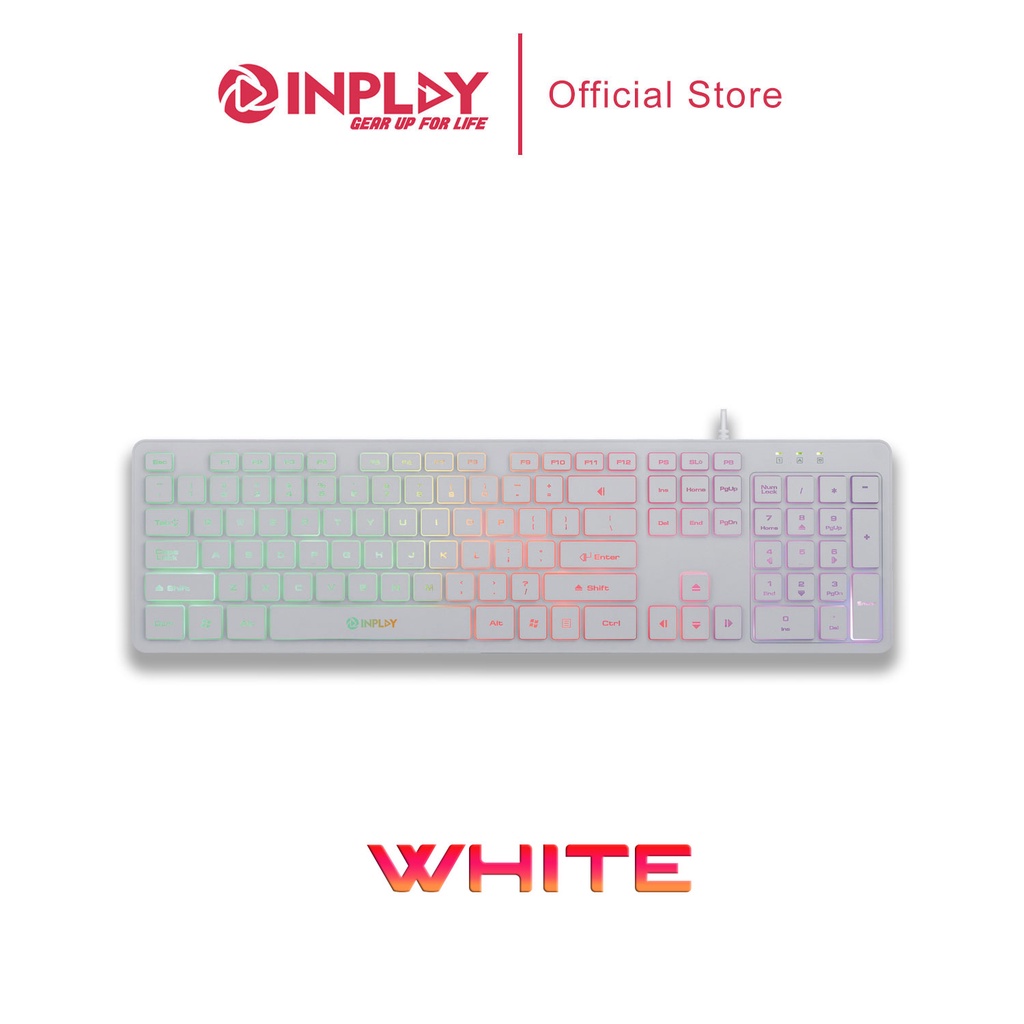 Inplay Usb Wired Rgb Smooth Touch Silent Keyboard Black And White For ...