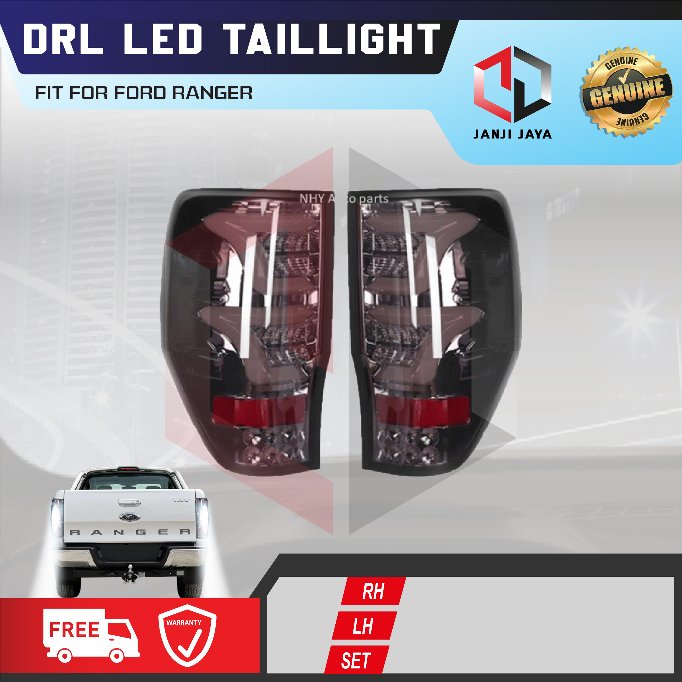 FORD RANGER T6 T7 2011 - 2019 DRL LED SMOKE BLACK CLEAR TAIL LIGHT ...