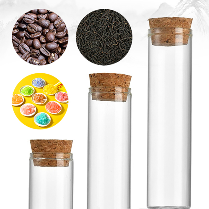 1Pcs Coffee Bean Glass Tube With Wood Tool Bottled Tubes Grain Storage ...