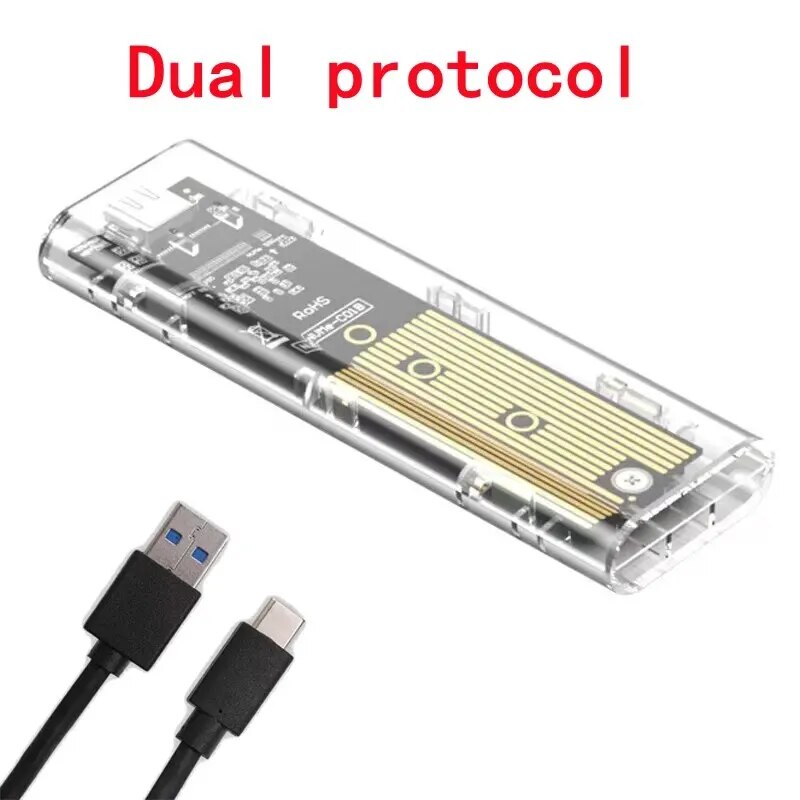 MVNEI M.2 NVME PCIe NGFF SATA Dual Protocol SSD Case Clear USB Type C 10Gbps PCI-E M2 SSD ...