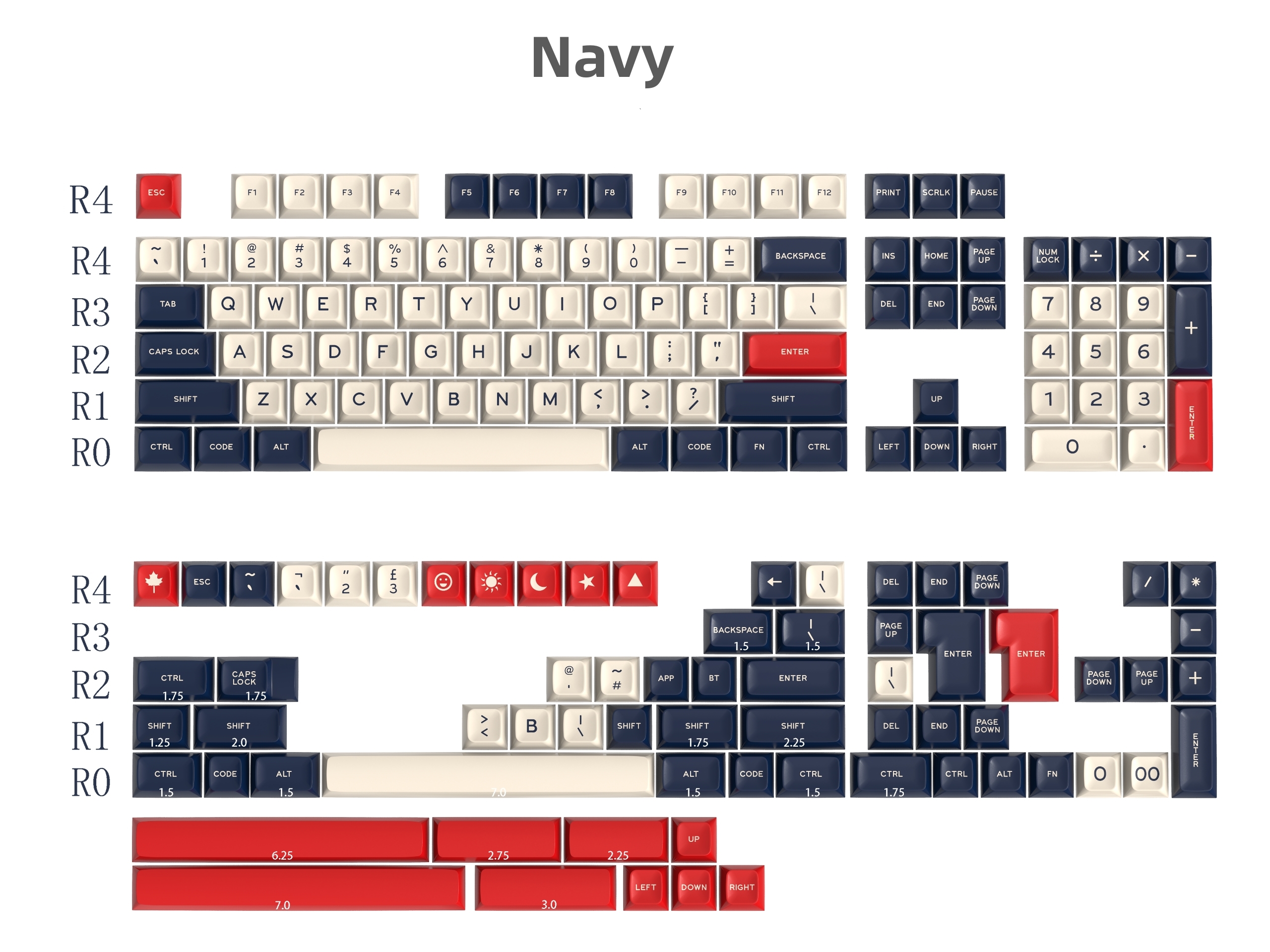 173 Keysset Daye Navy Keycaps ABS Double Shot Blue Red Key Caps SA ...