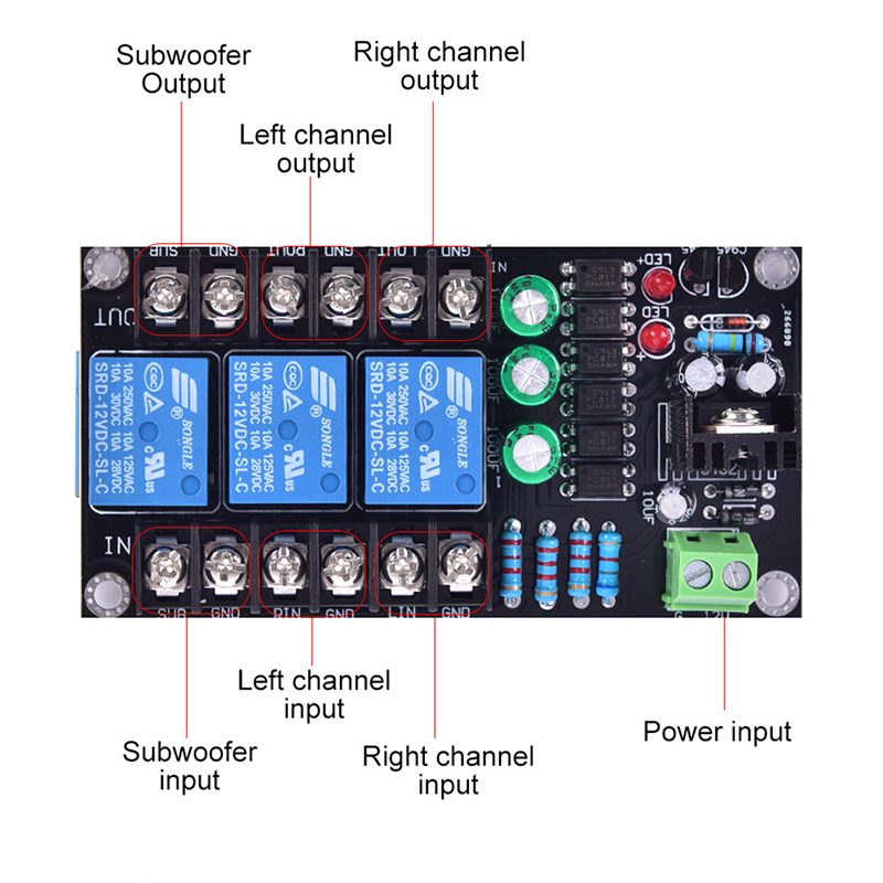 300W Digital Amplifier Speaker Protection Board 2.1 Channel Relay ...