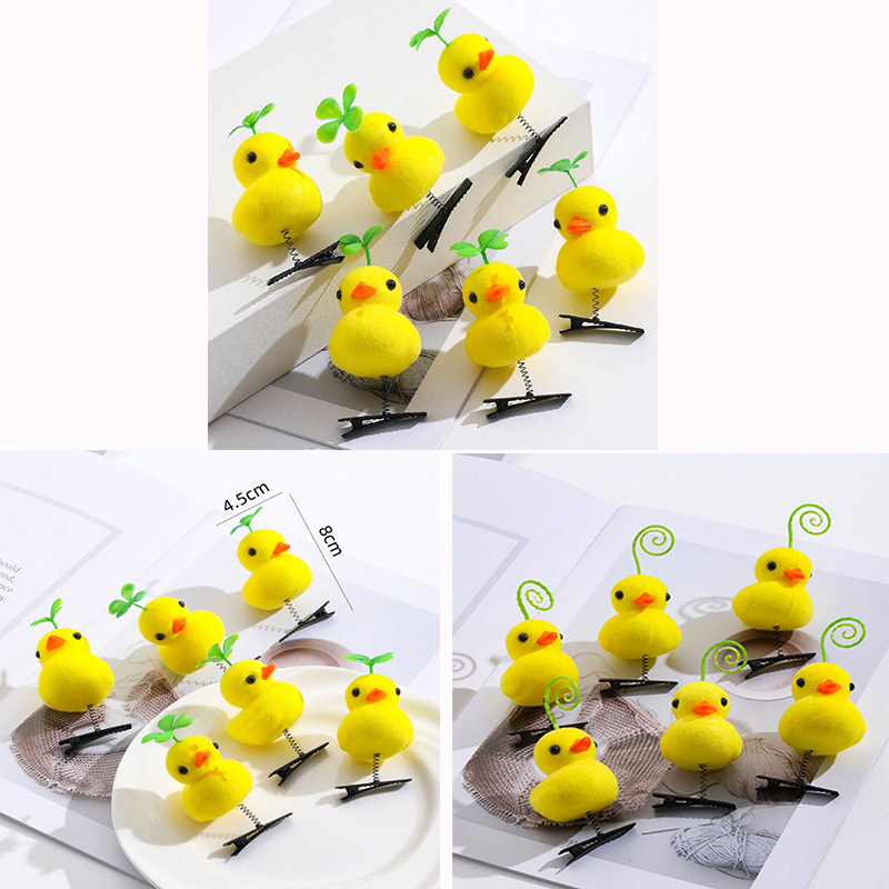 Kawaii 3D Little Yellow Duck Hair Clips Funny Cartoon Duck Hairpin For ...