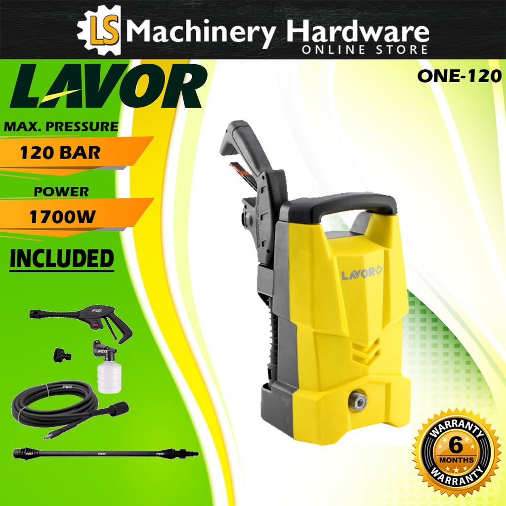 Lavor 1700Watt 120Bar Water High Pressure Cleaner ONE-120 with Foam Gun ...