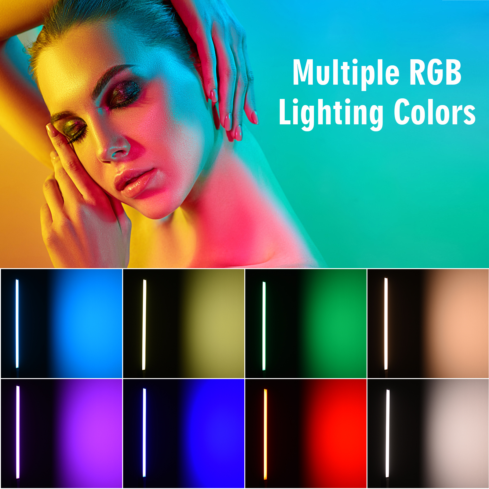 Andoer Portable RGB Handheld LED Video Light Wand 10W 9 Colors CRI95 ...