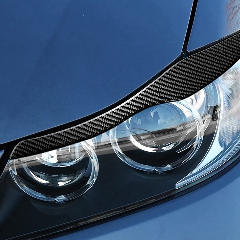 Car Real Carbon Fiber Headlight Eyebrow Sticker Cover Trim Decal for ...