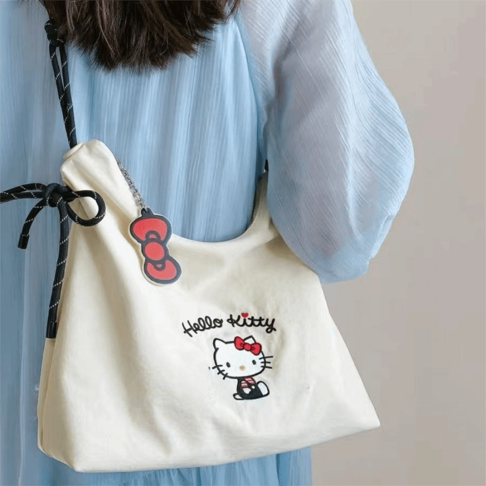 Fashion Cartoon HelloKitty Shoulder Bag Y2K Black Tote Bag Japanese ...