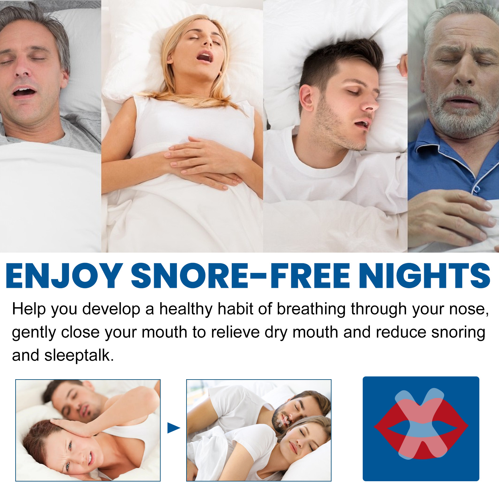 Anti Snoring Mouth Tape Through The Nose Effective Breathing Nighttime ...