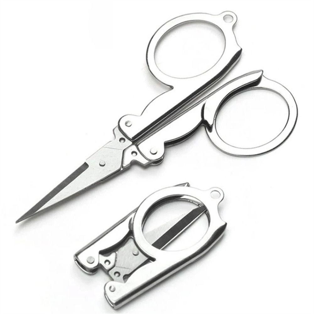 New Stainless Steel Foldable Scissors Silver Mini Pocket Scissor ...
