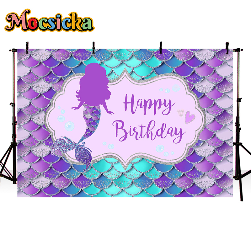 Bluey Mermaid Baby Shower 1st Birthday Backdrop For Photography ...