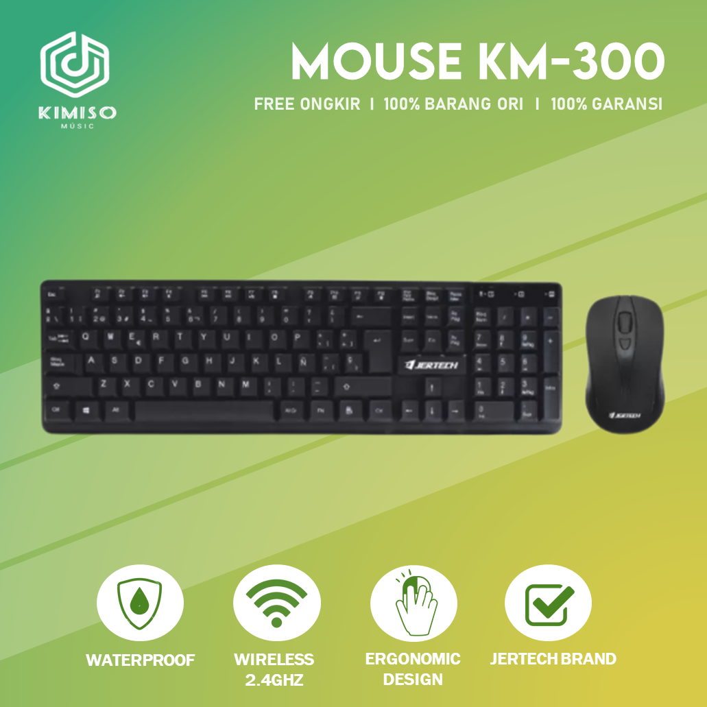 1 Set Paket Keyboard and Mouse Jertech KM-300 Wireless Keyboard - KMS ...