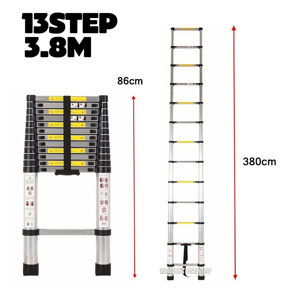 Aluminium Telescopic Ladder Heavy Duty Foldable Ladder Tangga Lipat Aluminium Single Folding ...