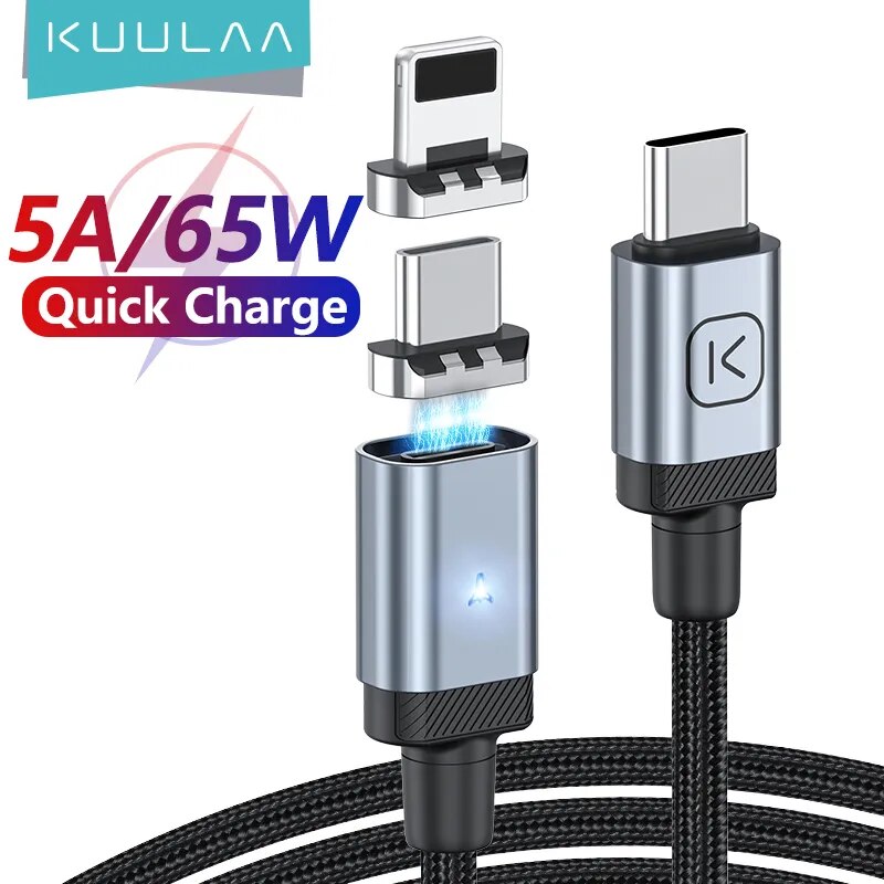 KUULAA USB C Cable PD 65W Magnetic USB Type C Cable C To Lightning ...