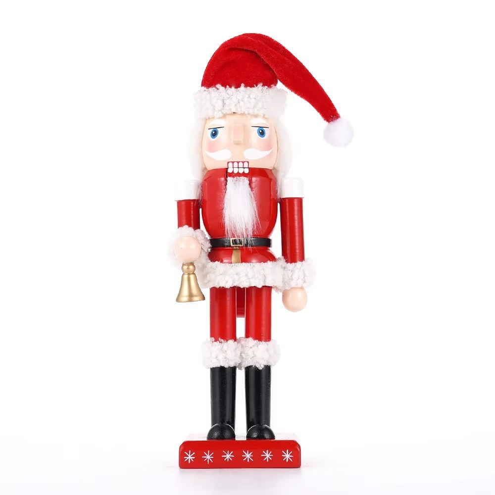 Handicrafts Wood Santa Nutcracker Puppet Red Furry Beard Christmas ...