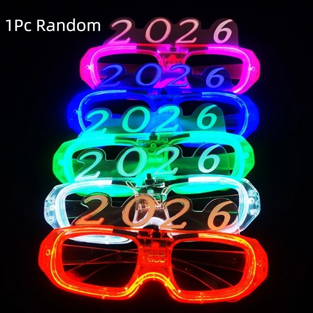 Flashing Blinking LED Glow 2026New Year Glow Glasses Number Letter ...