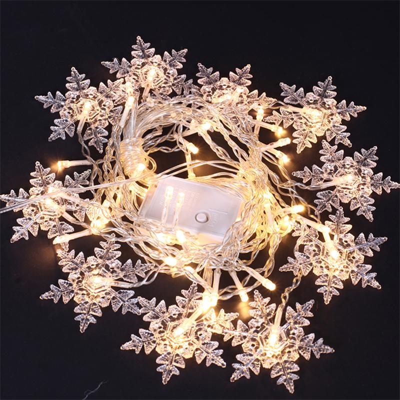 Christmas Snowflakes LED String Lights Flashing Fairy Curtain Lights ...