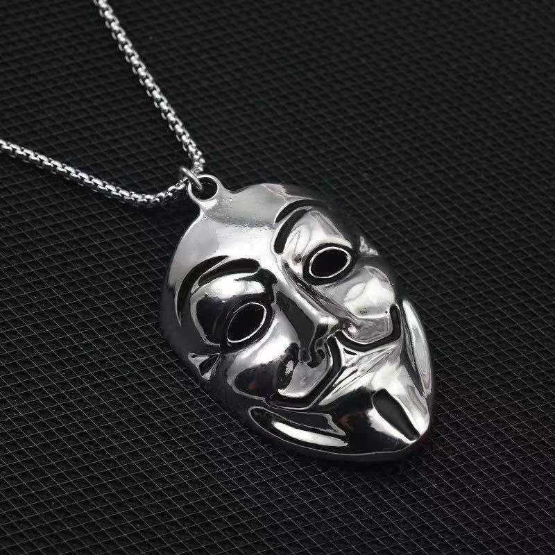 v vendetta clown mask hip-hop trendy student titanium steel chain ...
