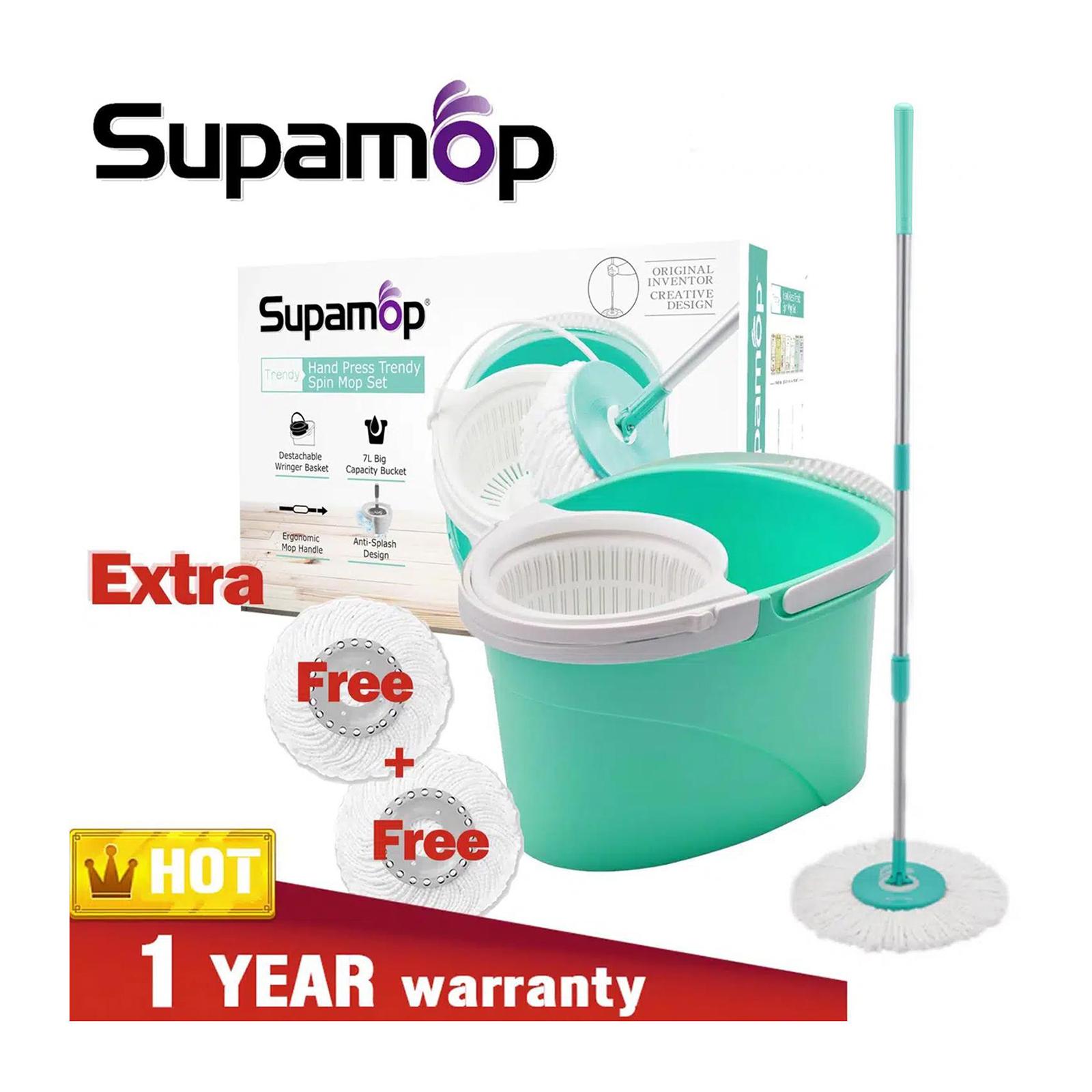 SupaMop S220 Blue Spin Manual Press Dehydrate Cleaning Mop | Lazada ...