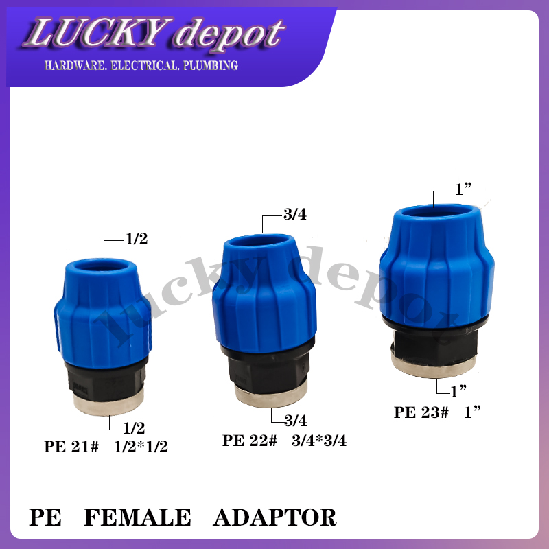PE COMPRESSION PIPE FITTINGS FEMALE ADAPTOR ( 1/2x1/2 , 3/4x3/4 , 1 ...