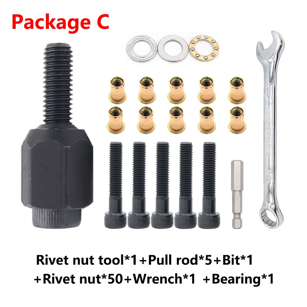 Rivet Nut Head Manual Electric Threaded Rivet Nut Tool Drill Adapter M3 ...