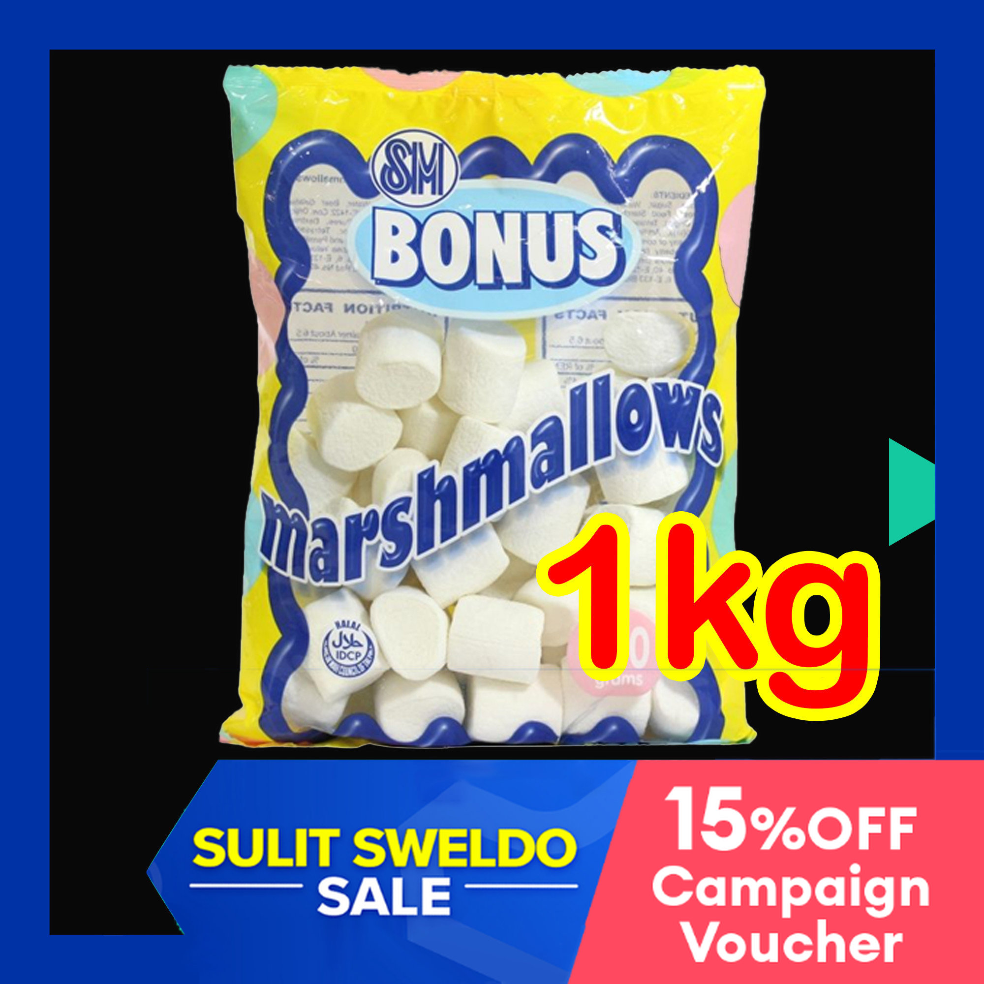 1kg SM Bonus WHITE MARSHMALLOW Mallows (5x 200g) Big Marshmallows Large ...