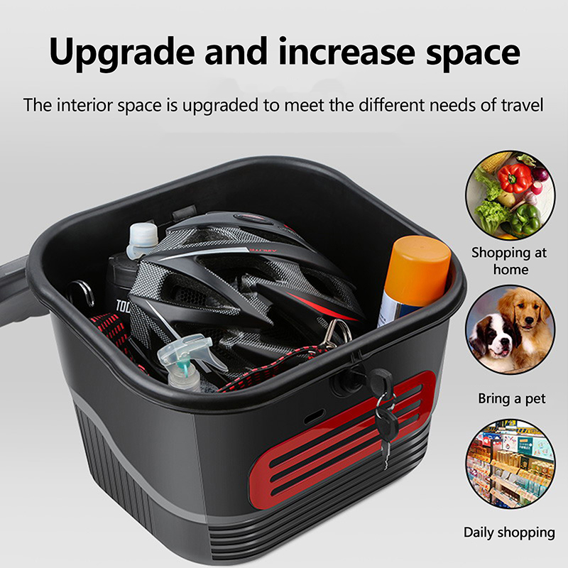 Outdoor Riding With Lock Basket Bicycle Storage Basket Electric Scooter ...