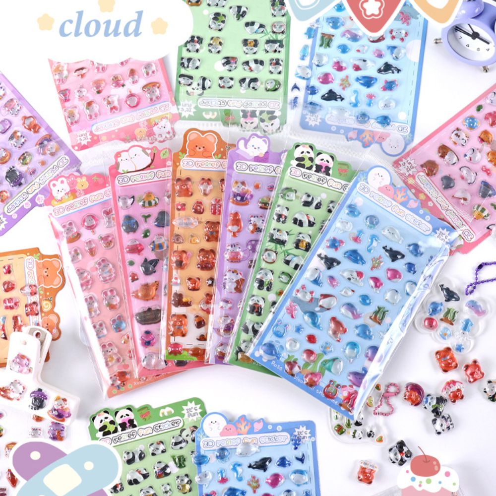 New Cute Particle 3D Embossed Decals DIY Animal Series 3D Relief ...