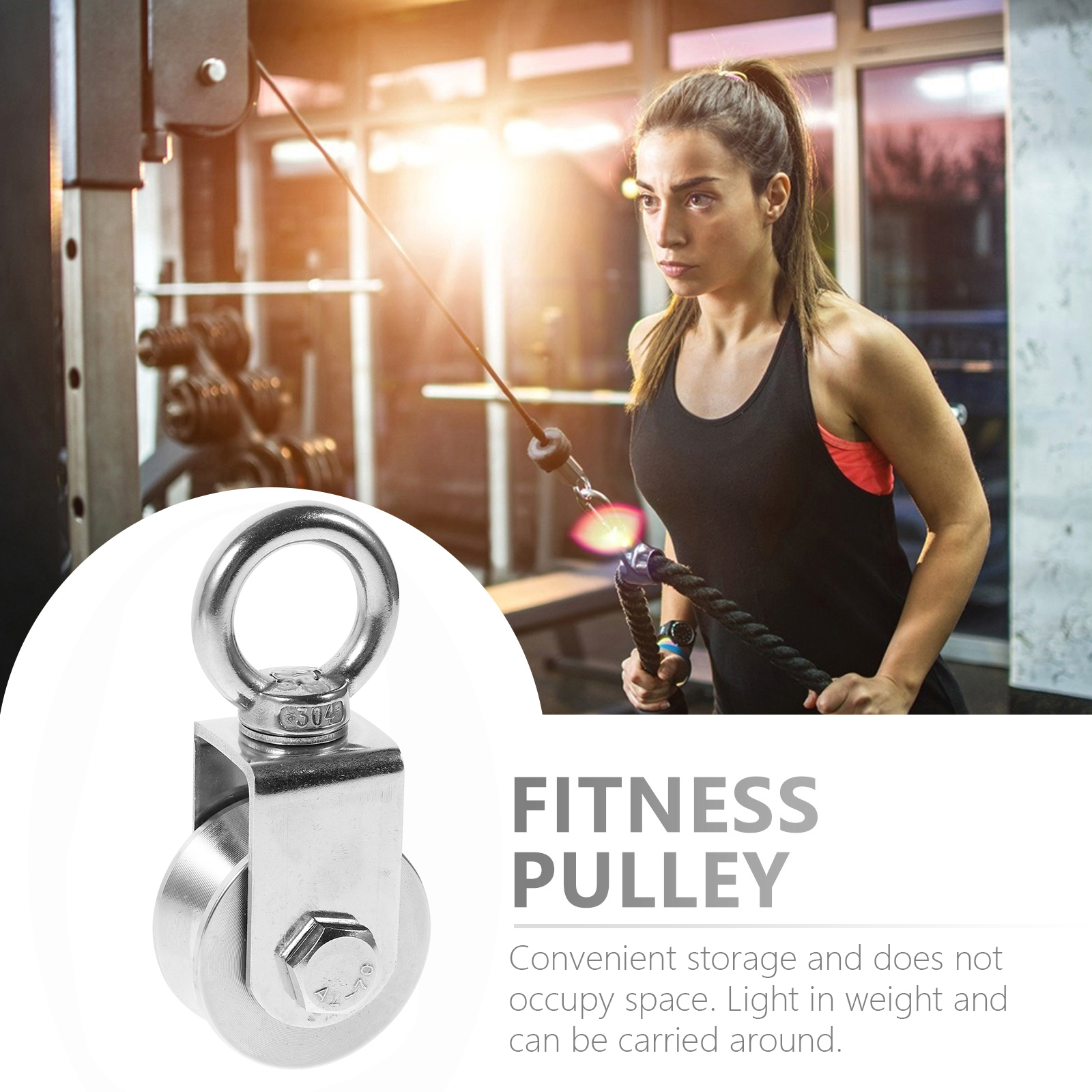 201 Stainless Steel Pulley Wheel Heavy Cable Rope System Gym Lifting ...