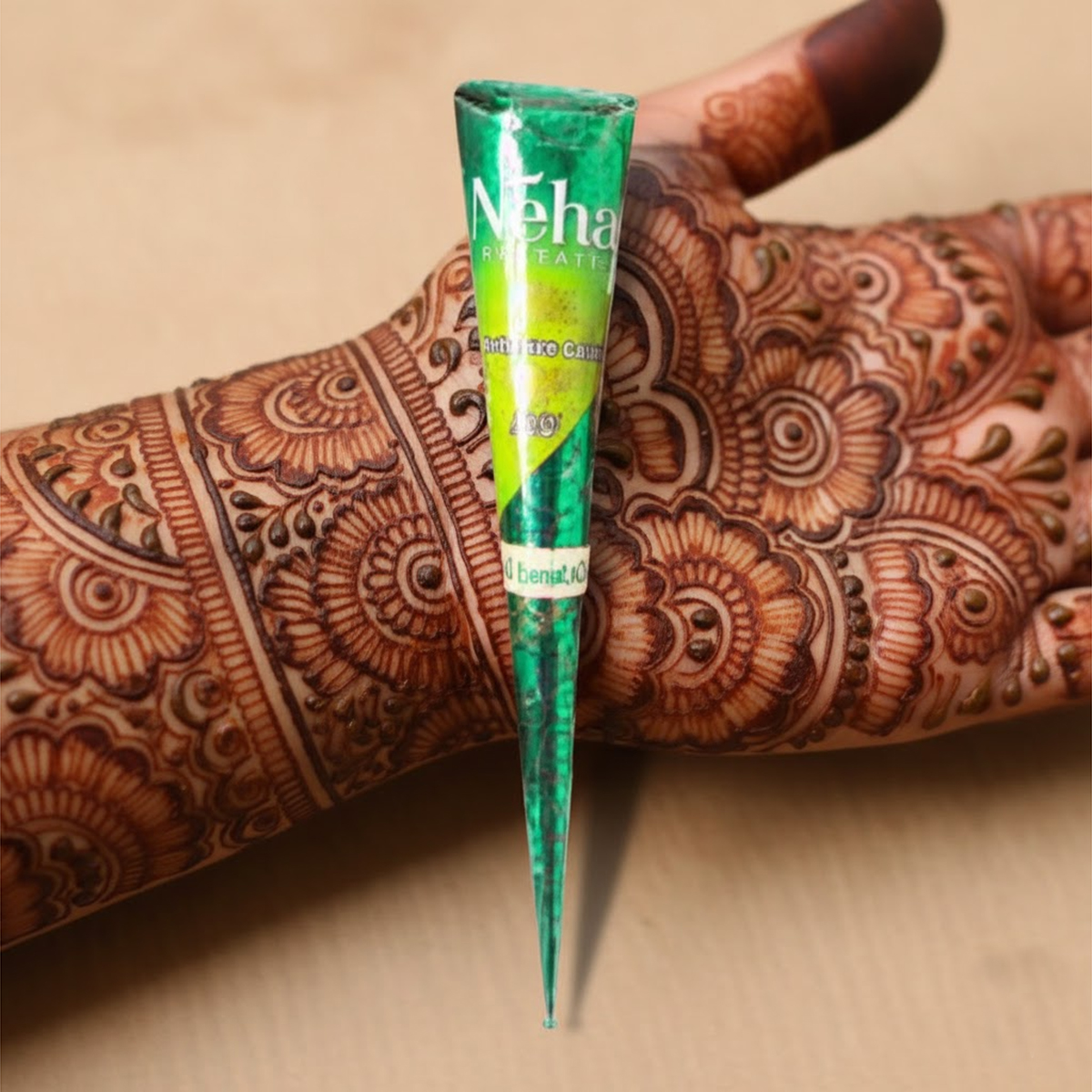Neha সবুজ হেনা মেহেদী (25 গ্রাম)-1 পিস কোন - mehedi design sticker ...