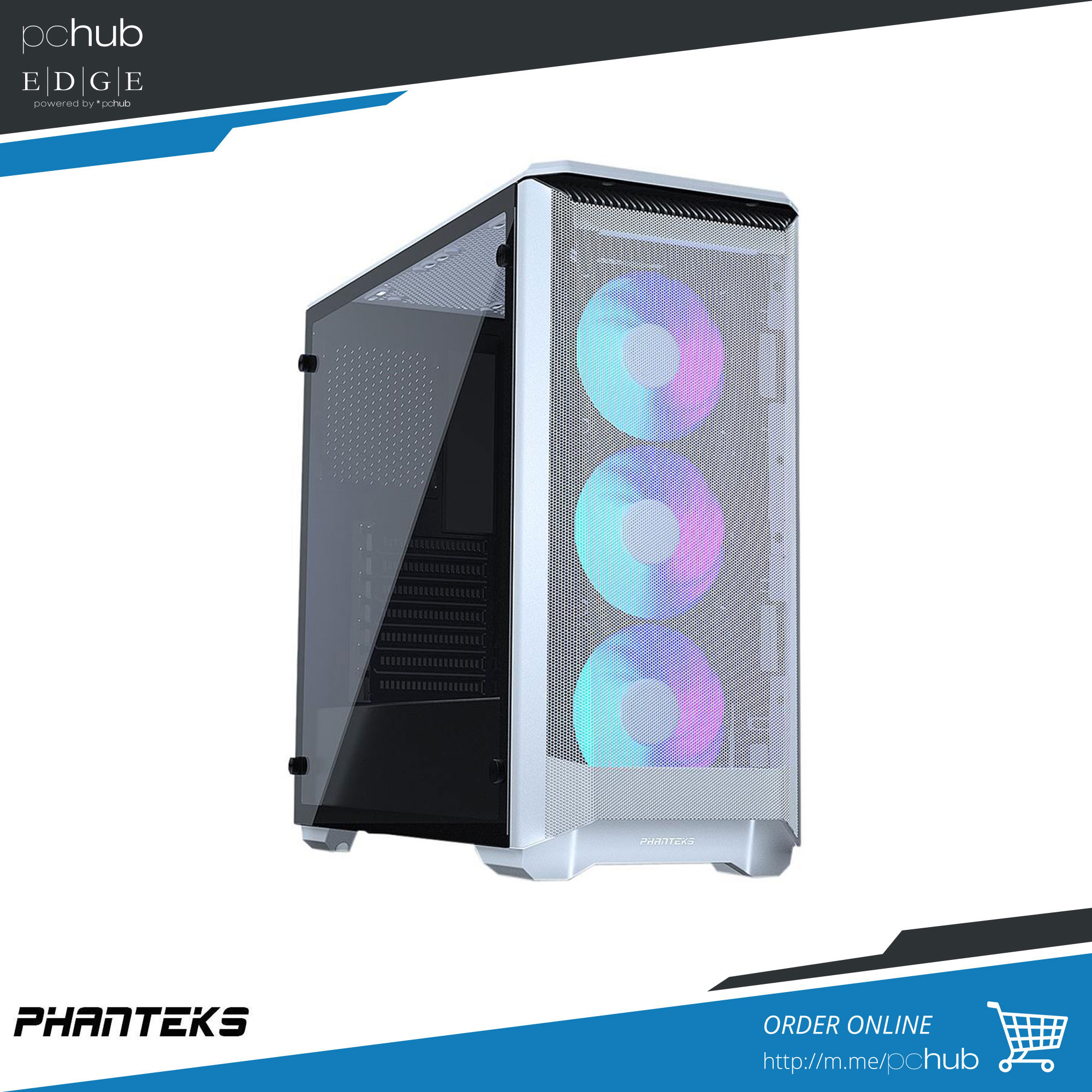 PChub | Phanteks P400A Air Mesh DRGB TG, ATX, white, 3x120mm, digital ...